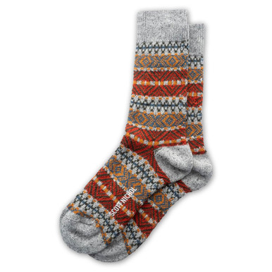 Scott Nichol Beck Socks – Warm Fair Isle Knit in Grey Fleck