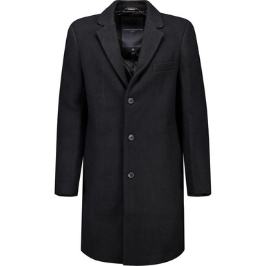 French Connection Men's Single Breasted Black Overcoat