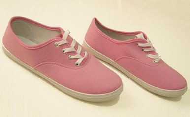 Sandie Women's Retro Canvas Plimsole Trainers in Pink