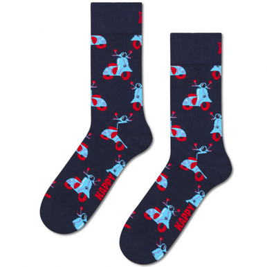 +Happy Socks Mod 60s Scooter Socks in Navy/Blue