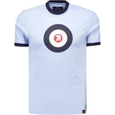 Trojan Mod Target Logo Retro Ringer Tee in Powder Blue