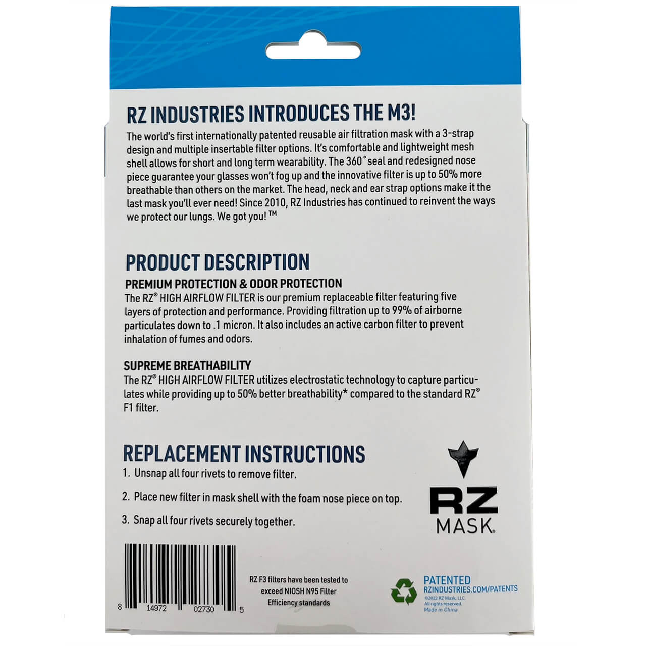 M3 - F3 High-Flow Filter with Active Carbon 3Pk - Medium/Large/XL