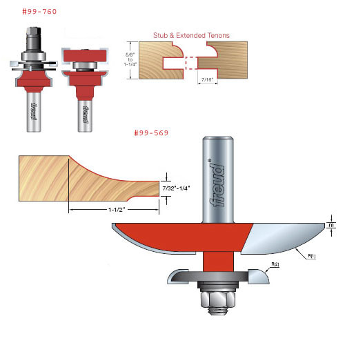 Freud® Three Piece Adjustable Door Router Bit Set, Round Over Profile ...