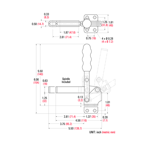 500LB Toggle Clamp, Horizontal Handle