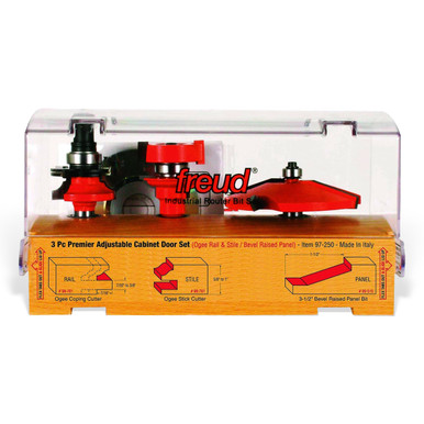 Freud® Three Piece Adjustable Door Router Bit Set, Ogee Style Profile ...