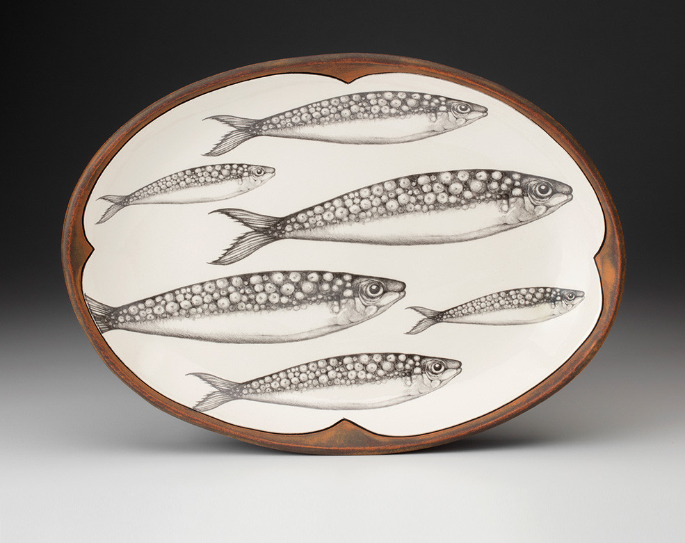 Oval Platter: Sardines - Laura Zindel Design