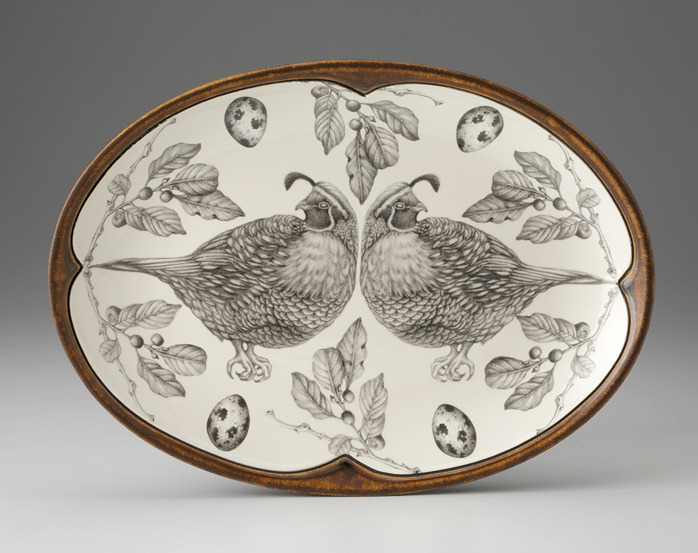 Oval Platter: Quail - Laura Zindel Design