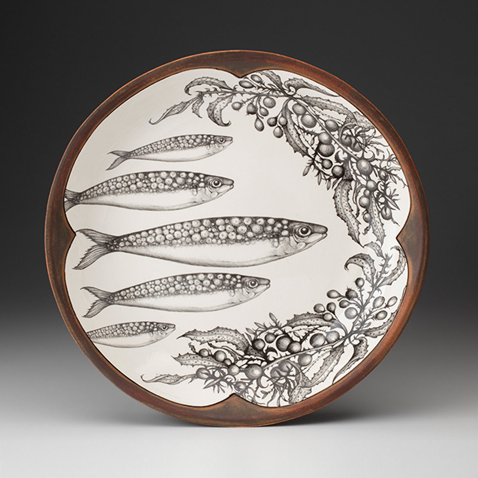 Small Round Platter: Sardines - Laura Zindel Design
