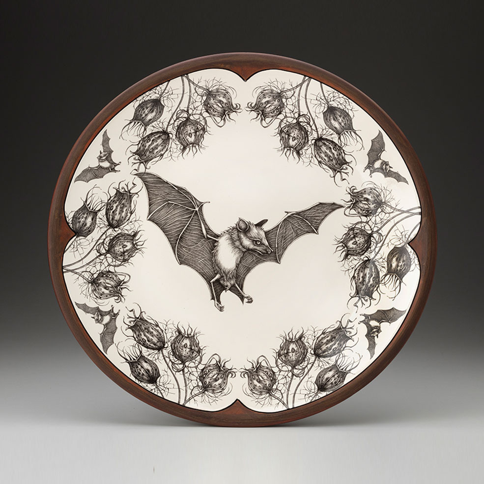 Large Round Platter: Bat - Laura Zindel Design