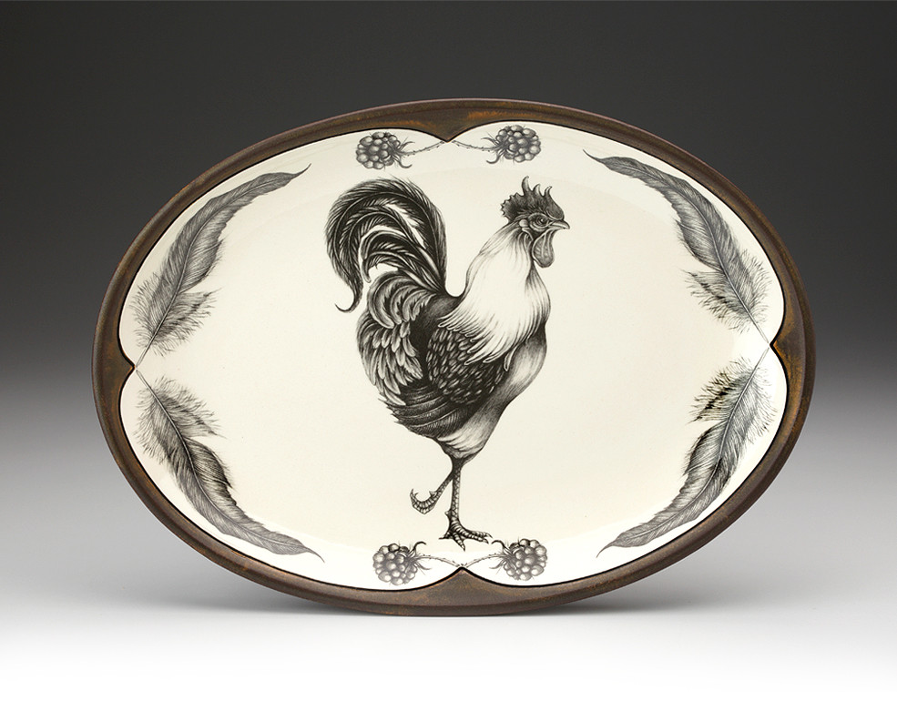 Oval Platter: Rooster - Laura Zindel Design
