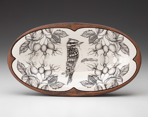 Oblong Serving Dish: Woodpecker - Laura Zindel Design