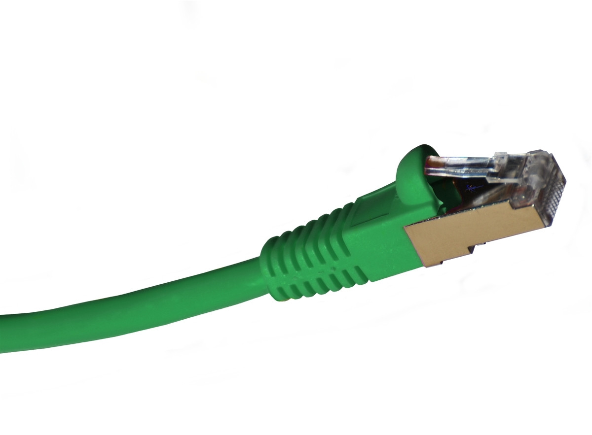 Shielded CAT 6 - 5 Foot Green STP Cable with snagless boots.