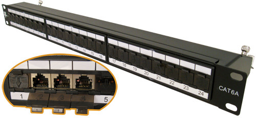 CAT6A 24 PORT SHIELDED PATCH PANEL, DUAL TYPE
