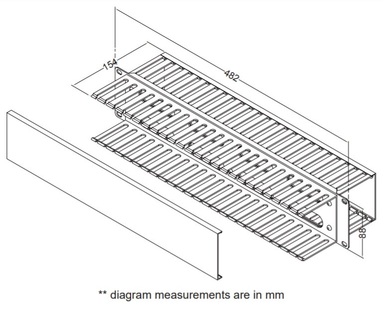 2U 19 Inch Wire Manager - Double Sided - Server Rack Mount