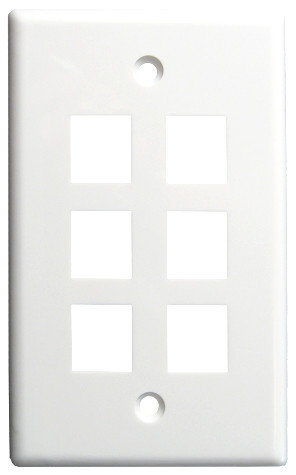 6 Port Keystone wall plate - White