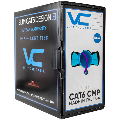 Cat6 Cable 1000 ft Plenum - Bulk Purple 1000 Foot Pull Box