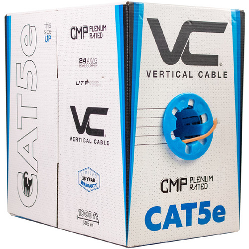 Cat5e Plenum 1000ft - Bulk Plenum Orange 1000 Foot Pull Box