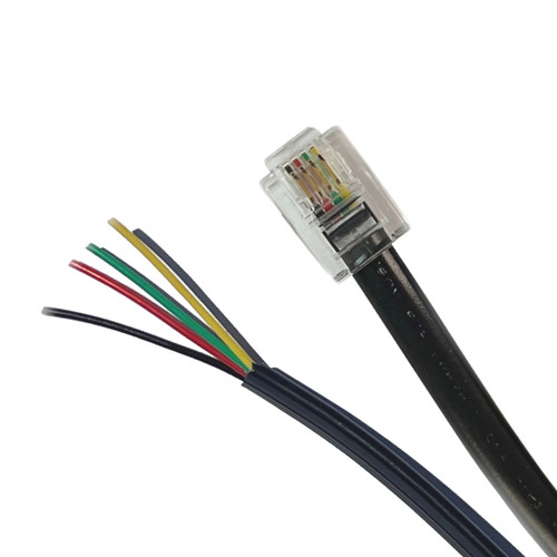 25 Foot Telephone Cable 4P4C/ RJ11 to bare wire Black