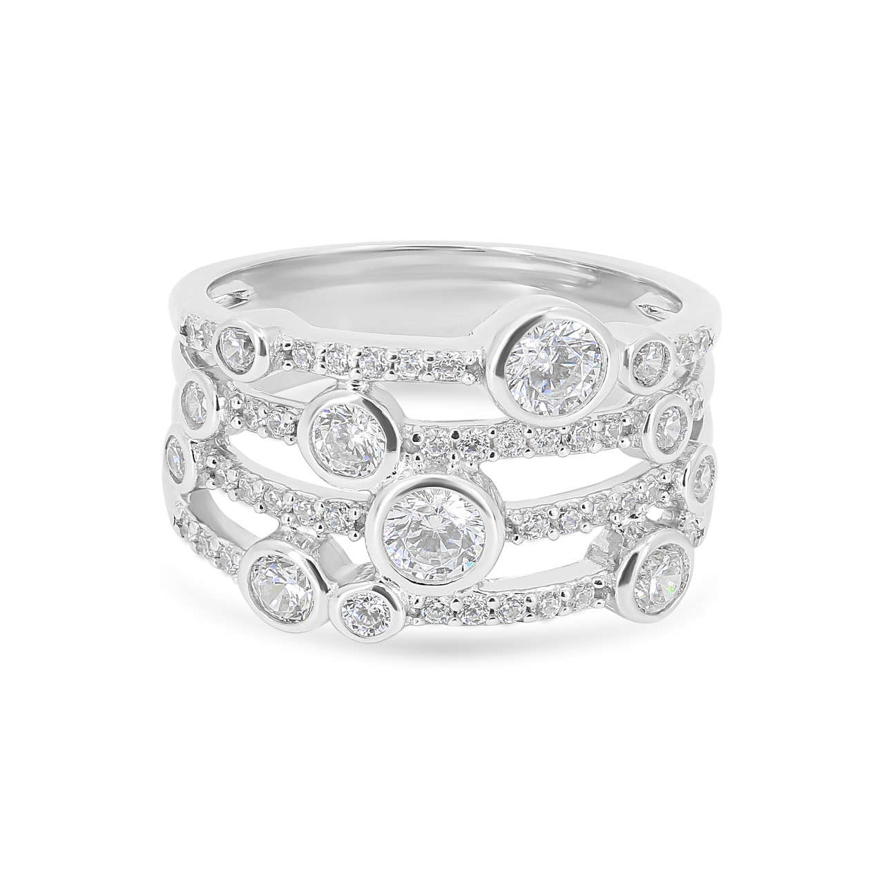 Sterling Silver Cubic Zirconia Raindance Style Ring - Christopher ...