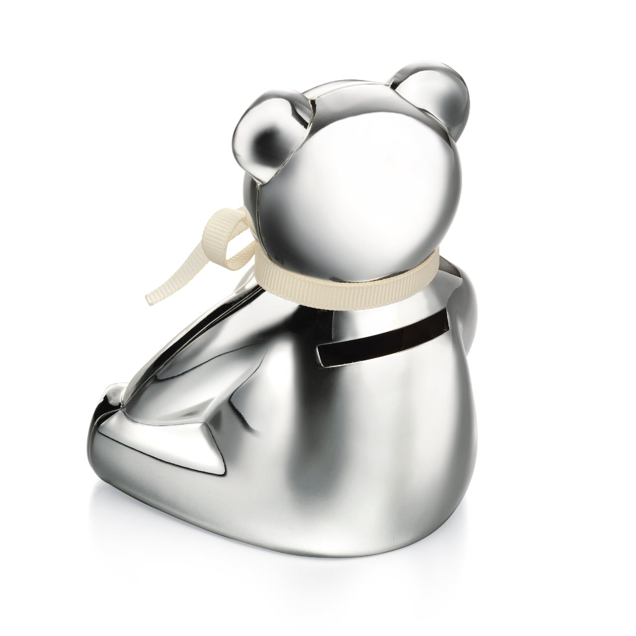 D for Diamond Silver Plated Teddy Bear Money Box