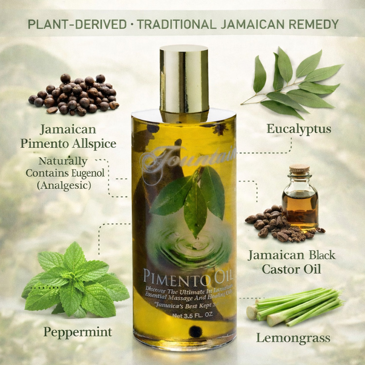 Fountain Pimento Oil - Herbal Pain Relief - Warming Massage Pain ...