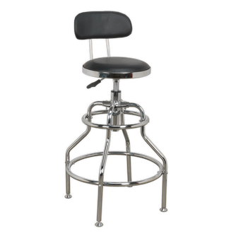 Pneumatic Workshop Stool with Adjustable Height Swivel Seat & Back Rest ...