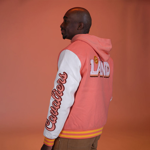 Orange Script C Wool Hooded Varsity Jacket | Center Court, the official ...