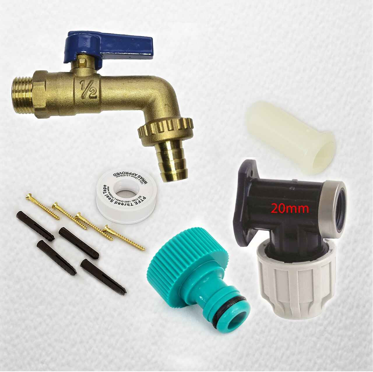 Outside Tap Kit With Wall Plate Elbow and Garden Hose Fitting - FixTheBog