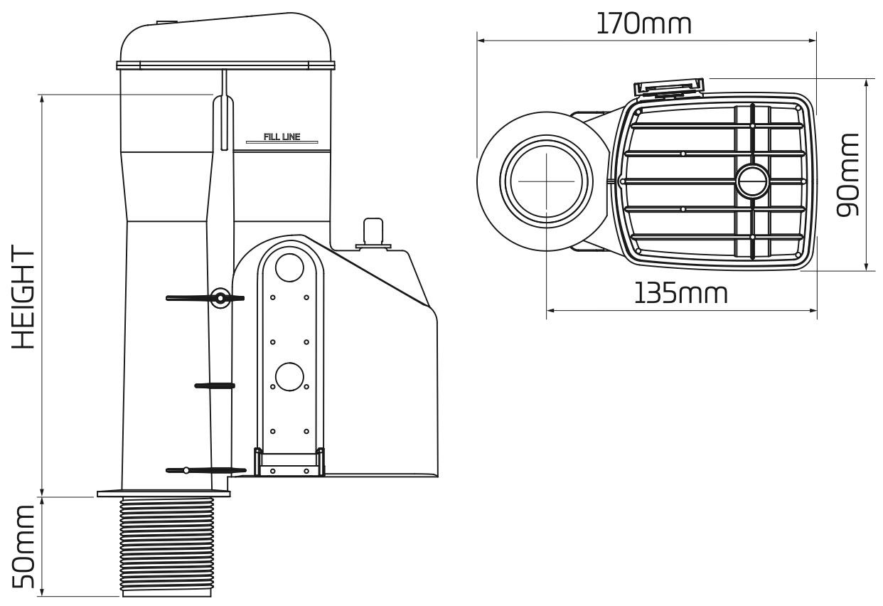 Dudley S7 Cascade 7.5 Inch Syphon Siphon Wras Approved 334643