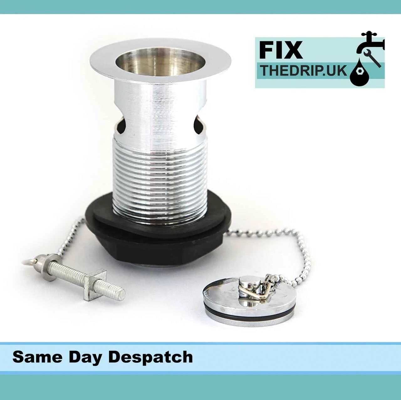 Basin Waste Slotted Brass Body, Chrome Plug - FixTheBog