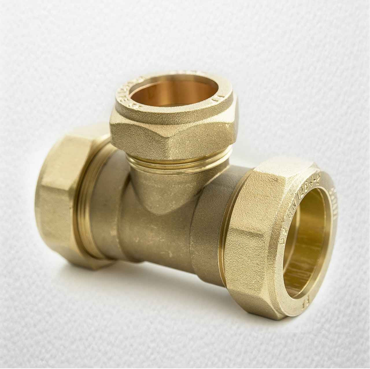 Brass Compression Reducing Tees 35mm x 35mm x 15mm