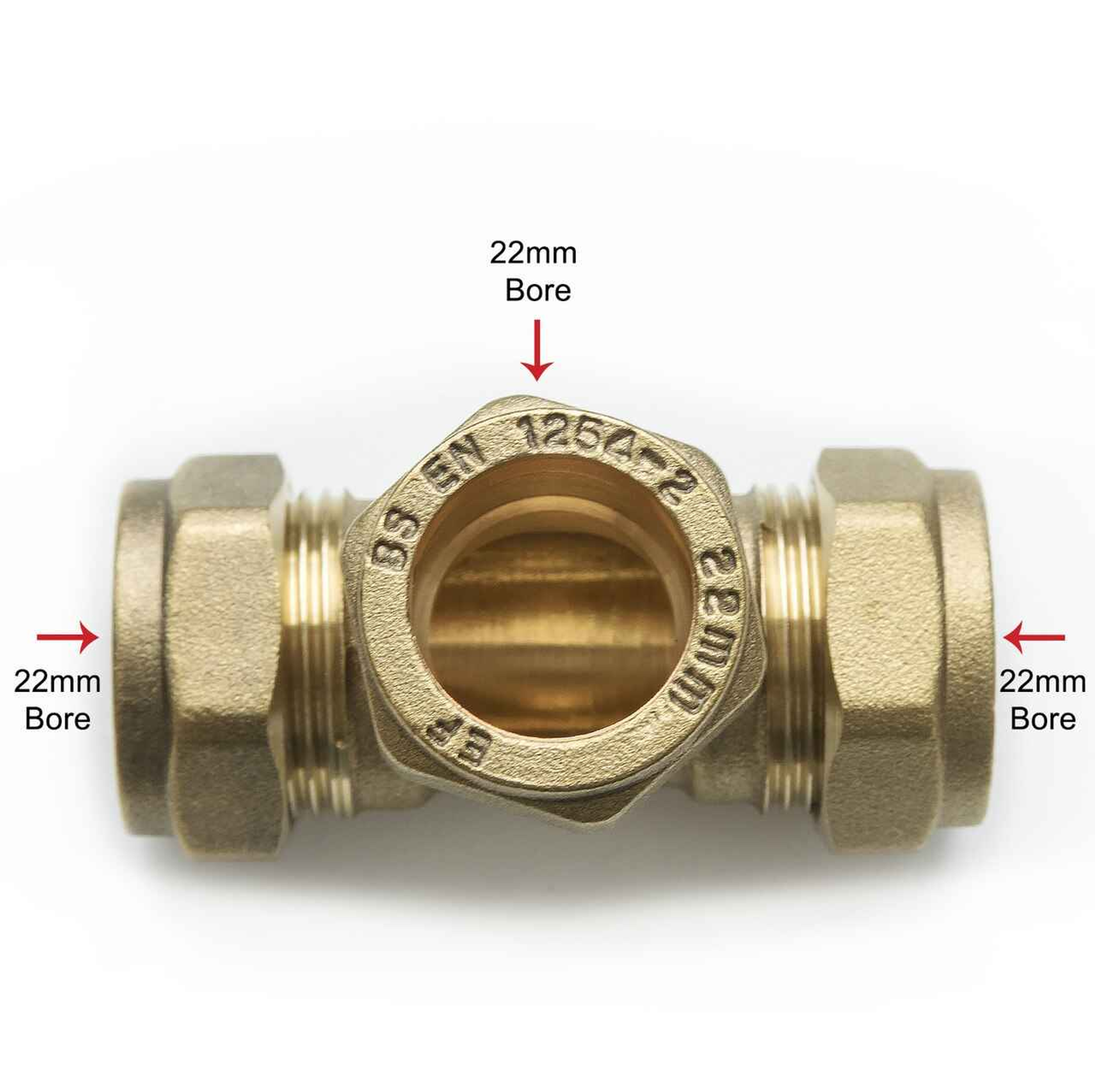 Ftd 22Mm Brass Equal Compression Tee Fitting - FixTheBog