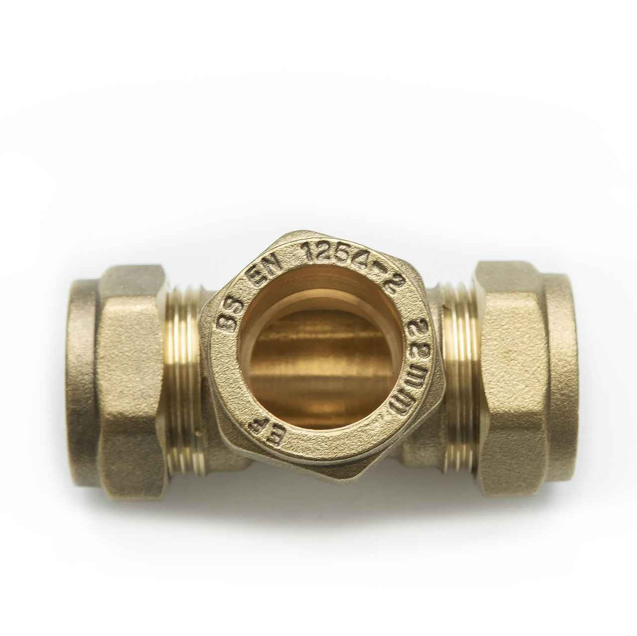 Ftd 22Mm Brass Equal Compression Tee Fitting - FixTheBog