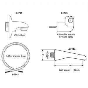 Ideal Standard E4705Aa Trevi Shower Kit Wall Elbow