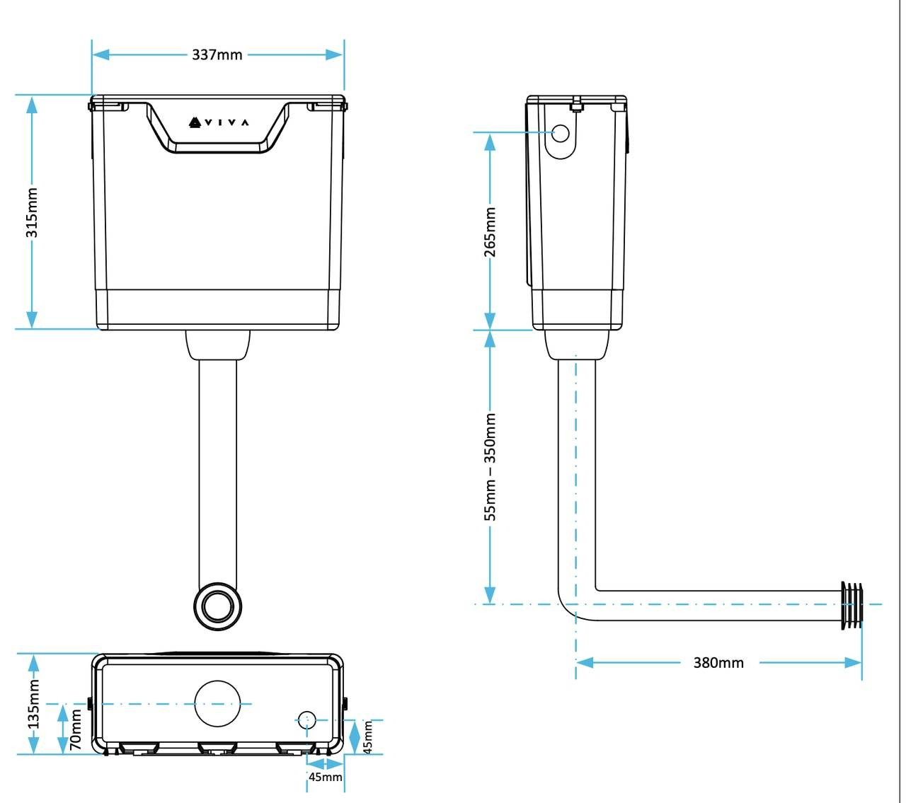 Viva Skylo Air Gap Concealed Toilet Cistern SKYCC02