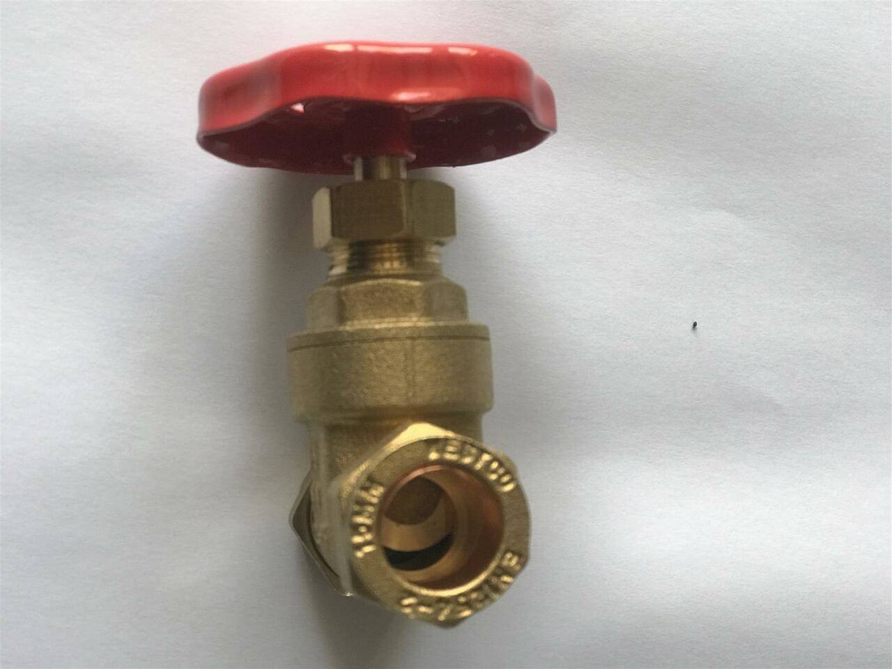15mm Brass Compression to Compression Gate valve Wheelhead
