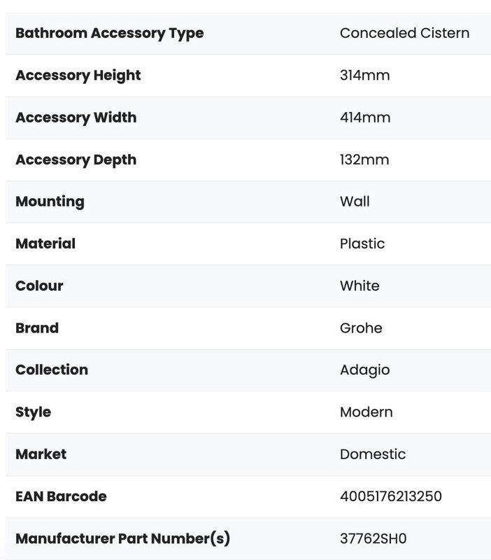 GROHE Adagio 6L Concealed Cistern 37762SH0 – Alpine White Side Entry ...