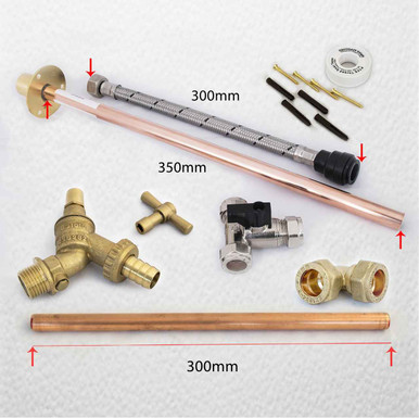 Outside Tap Kit Vandle Proof Diy Professional 350 Mm Through The Wall ...