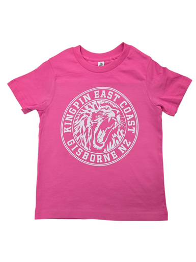 KINGPIN KIDS IRON LION TEE CHARITY PINK / WHITE