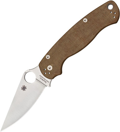 SPYDERCO PARAMILITARY 2 | BROWN CANVAS MICARTA AND CPM CRU-WEAR