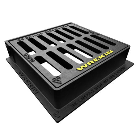 300 x 300mm Cast Iron B125 WREKiN Hinged Gully Grate - JDP