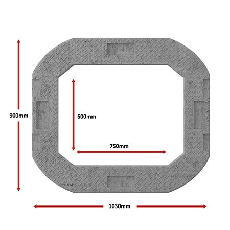 750x600mm One Piece Cover & Frame Concrete Seating Ring - JDP
