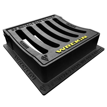 225 x 225mm Cast Iron B125 WREKiN Hinged Dished Gully Grate - JDP