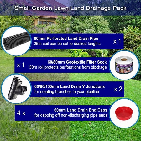 Small Garden Lawn Land Drainage 60mm Pack - JDP