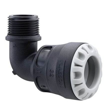 PLASSON 90dg Pushfit MDPE Elbow with Threaded Male Offtake - JDP
