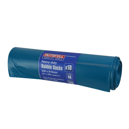 Heavy-Duty Rubble Sacks (Roll 10) Blue - JDP