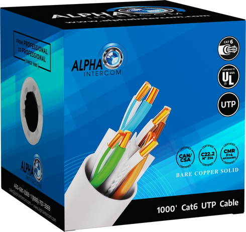 Alpha Intercom Cat6 Cable Box Solid Bare Copper Easy Pull 305M UL ...