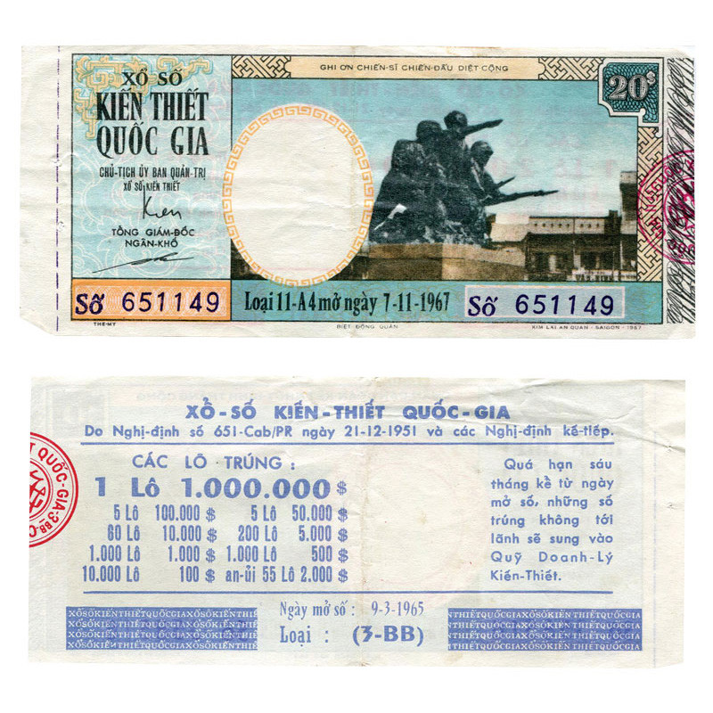 1960s Vietnamese Lottery Ticket | Military Issue - The #1 Source For ...