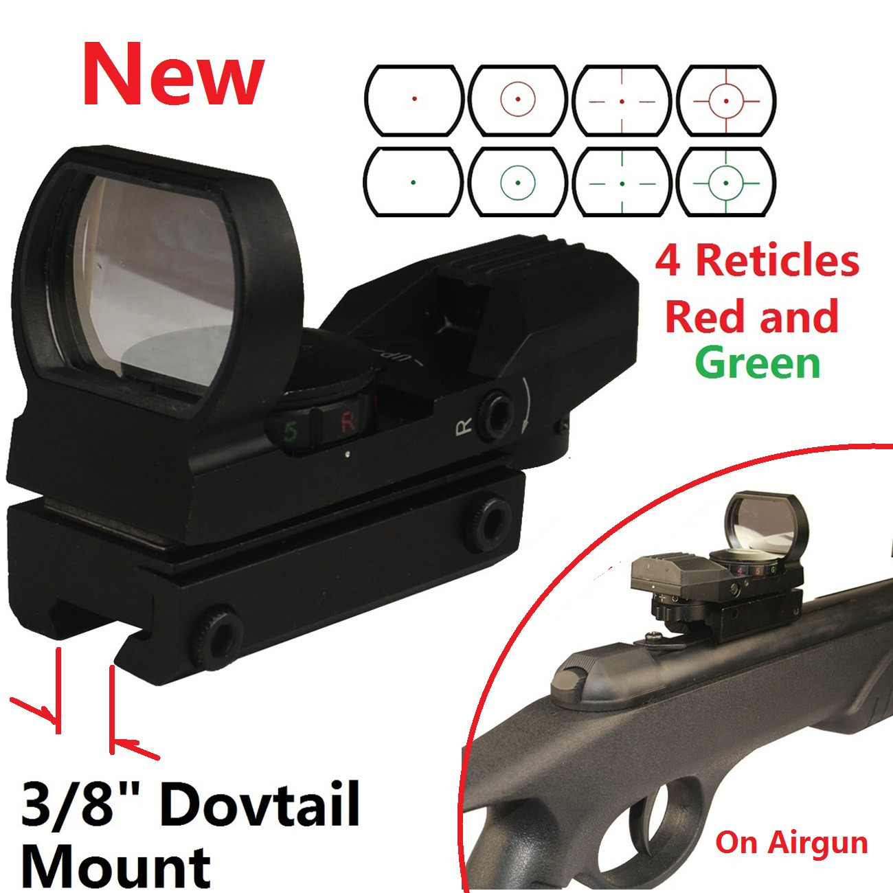 Red/Green Dot Sight 4 Reticles Adj. Illumination