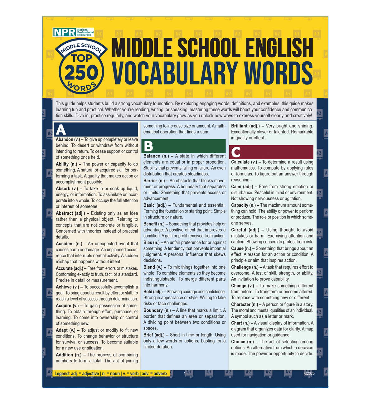 Middle School Vocabulary – Top 250